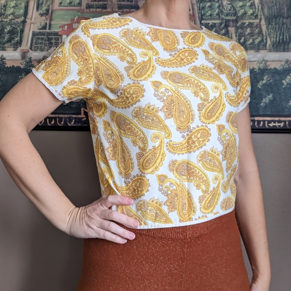 Vintage 1960's Bobbie Brooks Paisley Shell Tee S - Gem